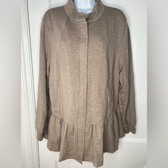 CAbi | Jackets & Coats | Cabi Weekend Topper Fossil Stylish Tan Peplum ...